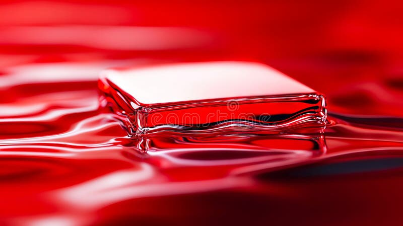 A Red Liquid with a Square Shaped Object in the Middle of it Stock ...