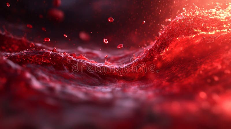 Red Liquid with Suspended Particles in Motion Stock Illustration ...