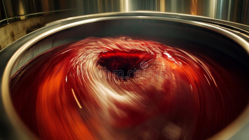 Red Liquid Swirling in a Metallic Vessel Stock Illustration ...