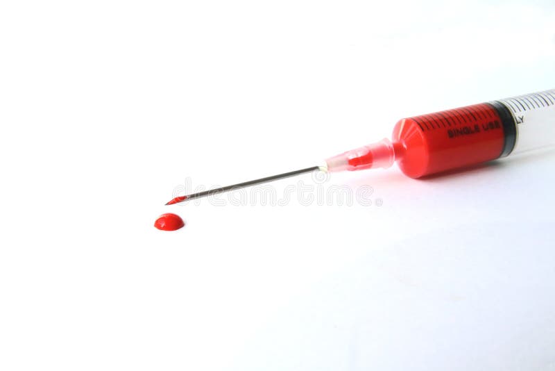 Red liquid in the syringe stock image. Image of health - 45966107
