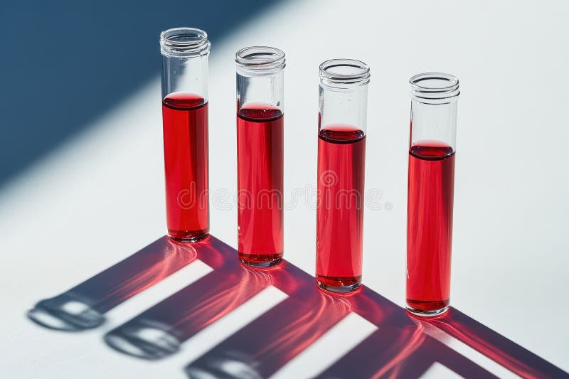 Red Liquid Test Tubes Casting Shadows Stock Image - Image of ...