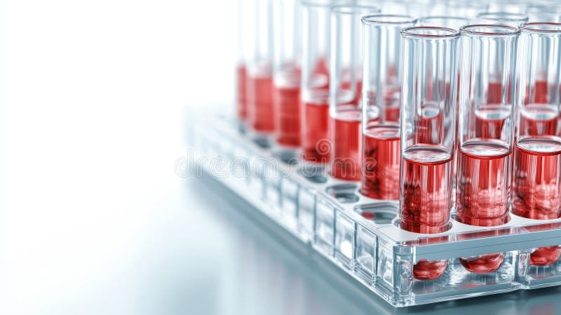 Red Liquid in Test Tubes for Lab Analysis Stock Illustration ...