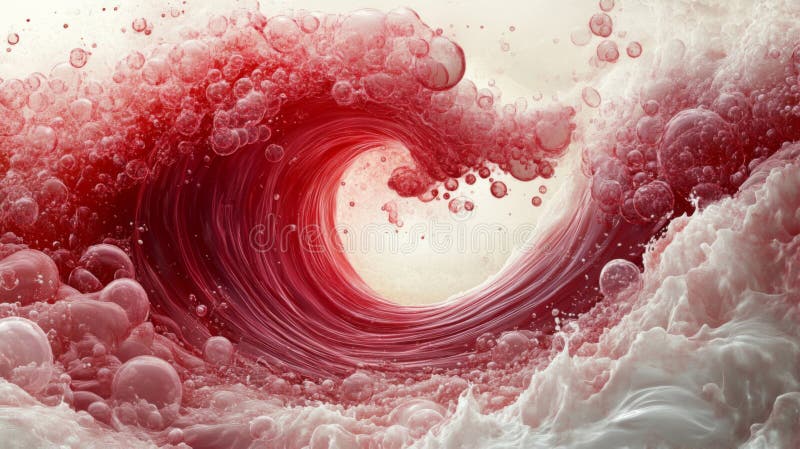 Red Liquid Wave with Bubbles Abstract Art Stock Illustration ...