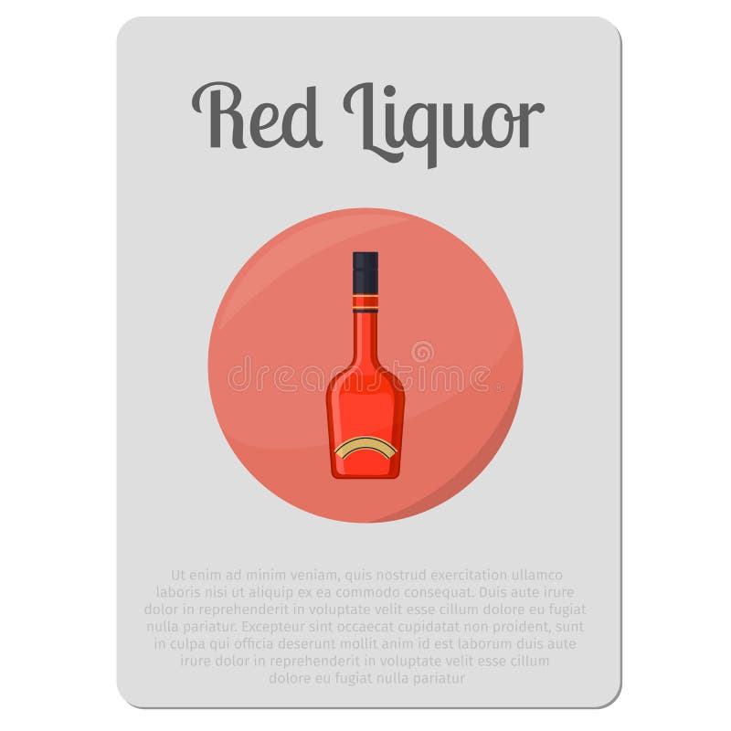 Red Liquor Alcohol Sticker with Bottle Stock Vector - Illustration of ...