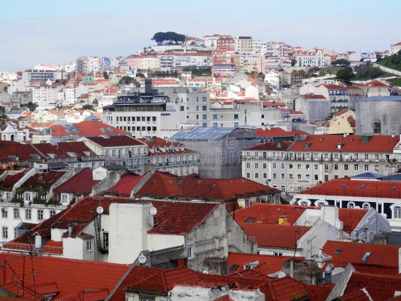 Red Lisbon Rooftops editorial image. Image of downtown - 68956815