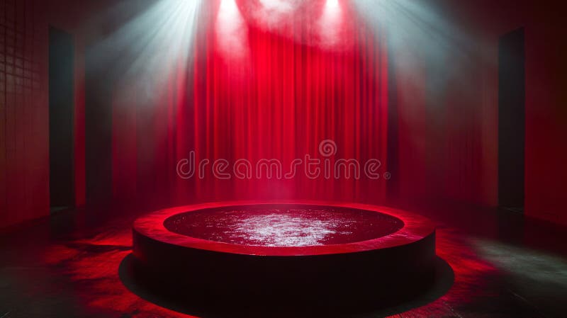 Red Lit Circular Hot Tub on Dark Stage Stock Illustration ...