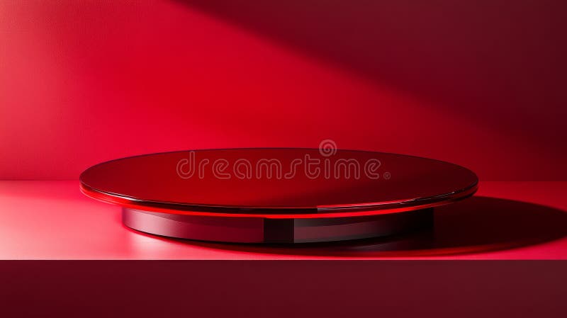 A Red-lit Metallic Cylinder Placed in a Corner with a Reflective ...