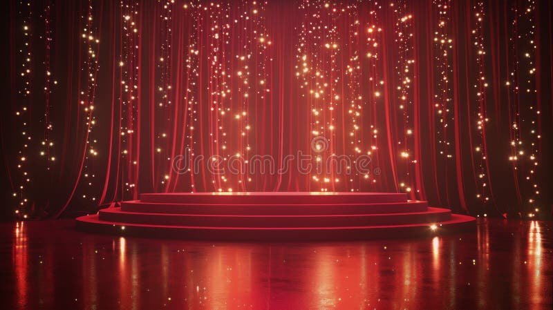 Red-Lit Stage with Steps stock photo. Image of event - 328015426