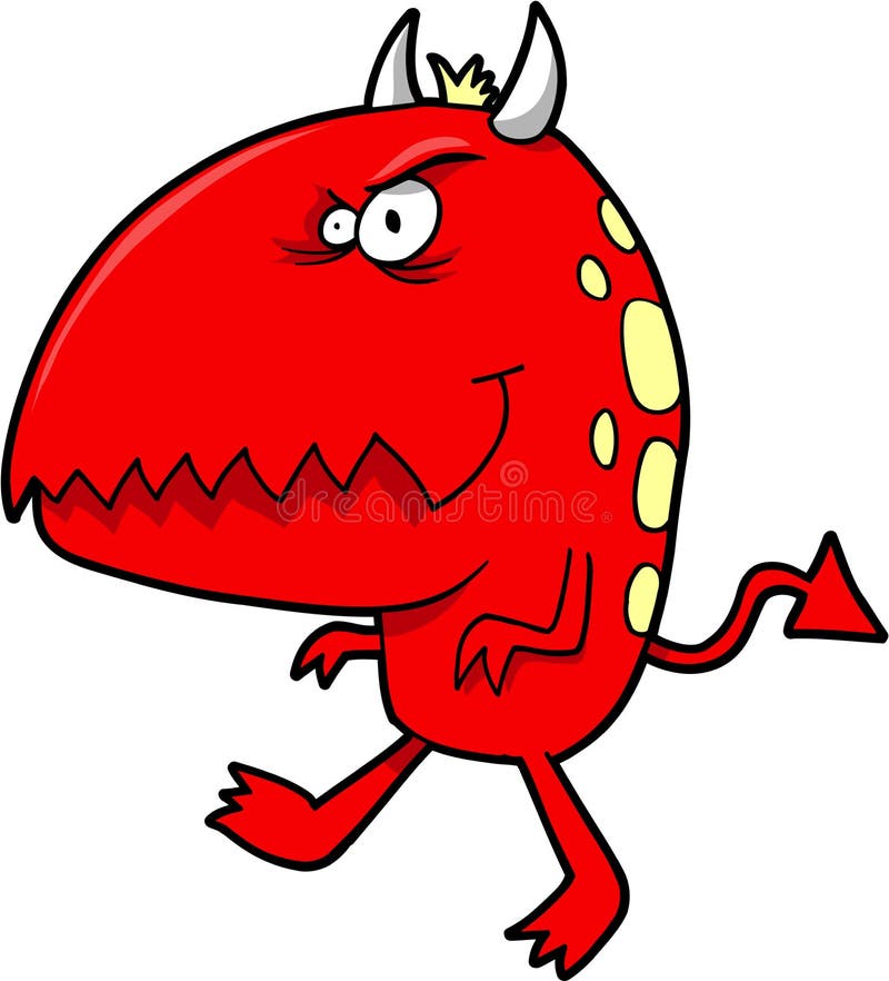 Little Red Devil Vector Cartoon Stock Vector - Illustration of wings ...