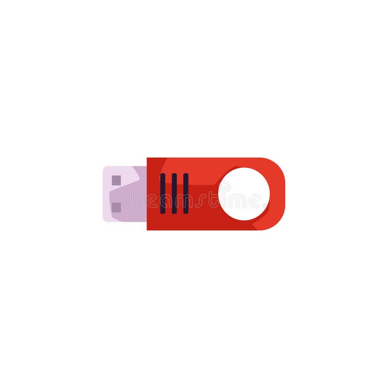 Red Little Flash Drive with Round Hole Flat Style, Vector Illustration Stock Vector ...