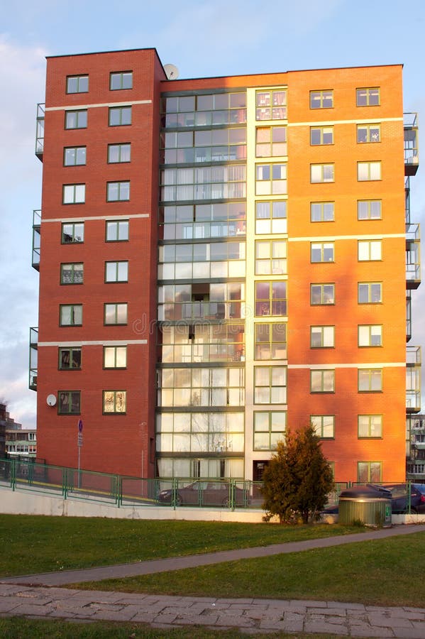 Red Living House Building and Blue Sky Stock Photo - Image of door ...