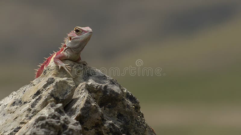 Red Lizard on Rock- Stunning AI Generated Reptile Royalty Free Image ...