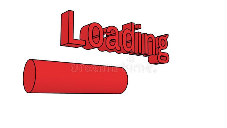 Red Loading Cartoon 3d Style on White Back 3d Stock Illustration ...