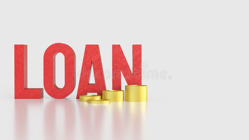 The Red Loan Text and Coins for Business Concept 3d Rendering Stock ...