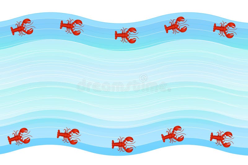 Red Lobster Waves Background Stock Illustration - Illustration of ocean ...