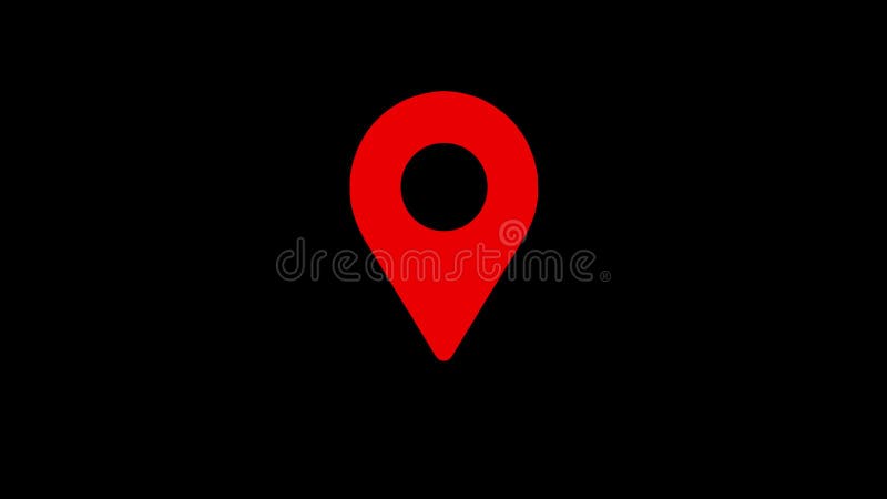 Red Location Icon Animation. Map Marker Icon Loop on Black Background ...