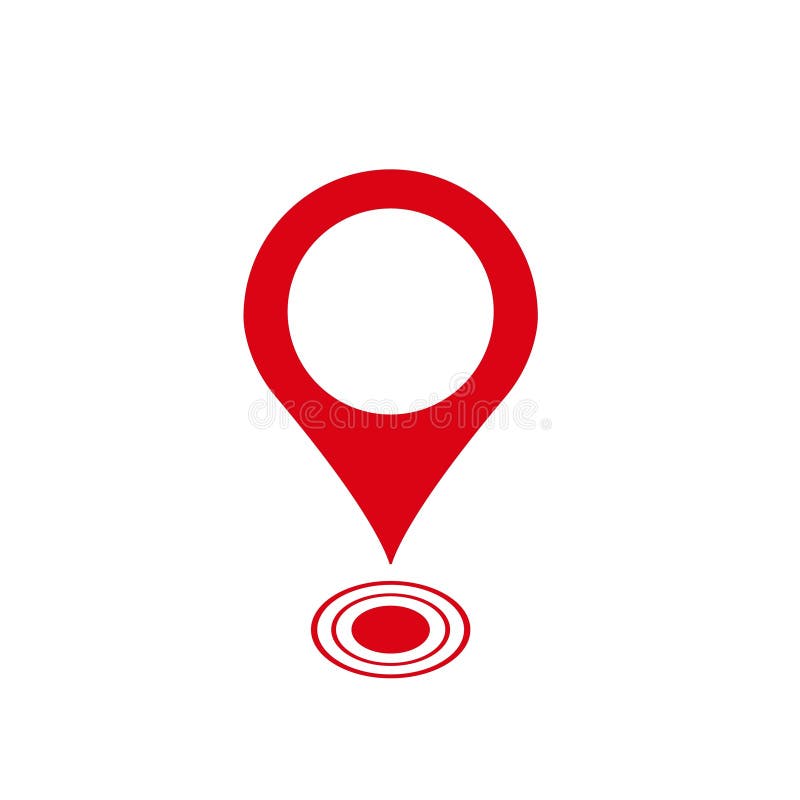 Red Location Icon with Circular Rings for Navigation and Map ...
