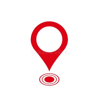 Red Location Icon with Circular Rings for Navigation and Map ...