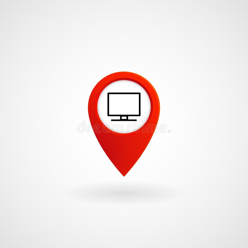Red Location Icon for Computer Center, Vector Stock Vector ...
