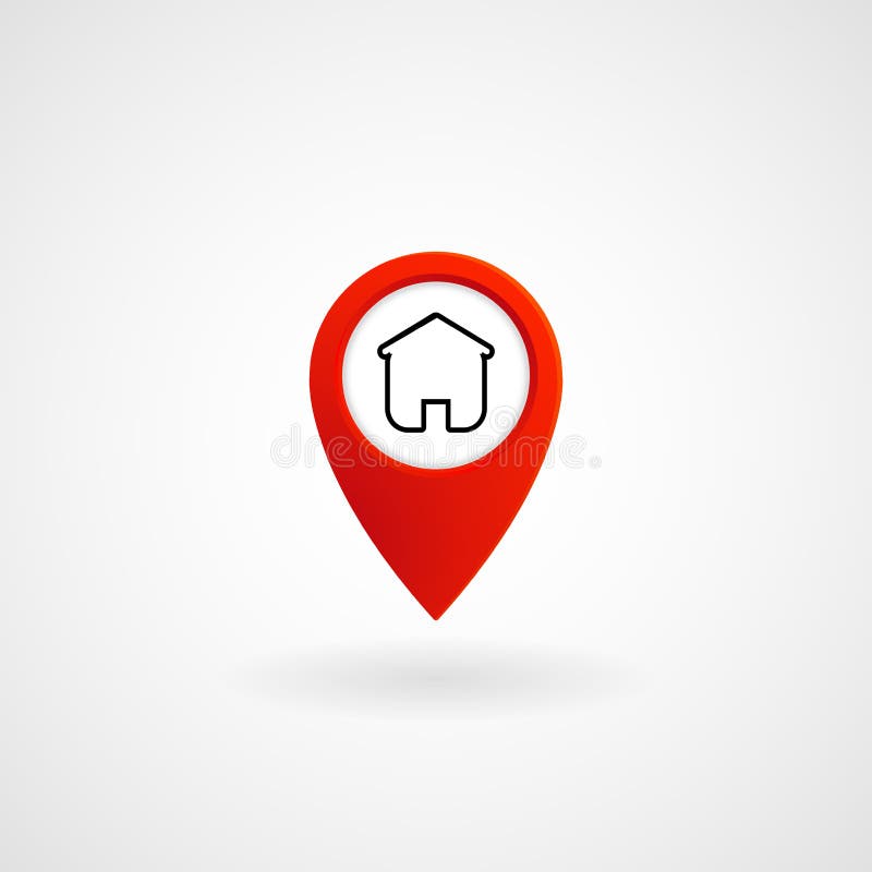 Red Location Icon for Home, Vector Stock Vector - Illustration of ...