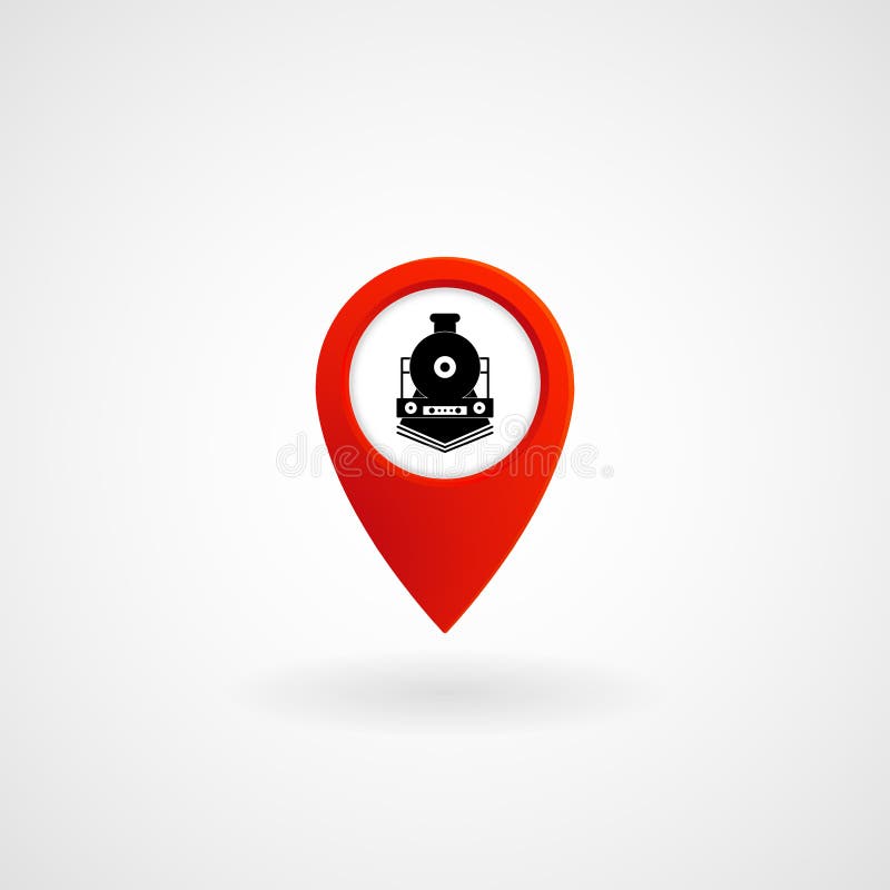 Red Location Icon for Train Station, Vector Stock Vector - Illustration ...