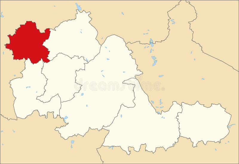 Red Location Map of the METROPOLITAN BOROUGH and CITY of WOLVERHAMPTON ...