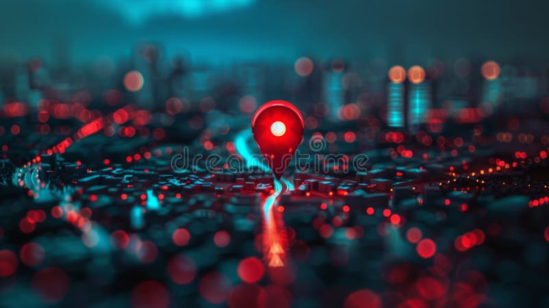Red Location Marker on a Night City Map in Light Colors Stock Image ...