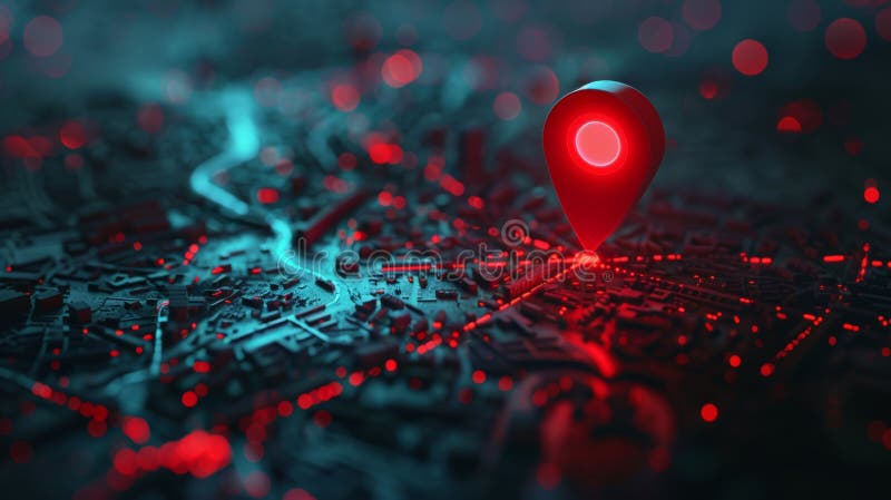 Red Location Marker on a Night City Map in Light Colors Stock Image ...