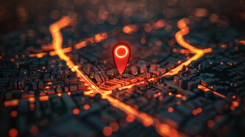 Red Location Marker Night City Map Light Colors Stock Photos - Free ...