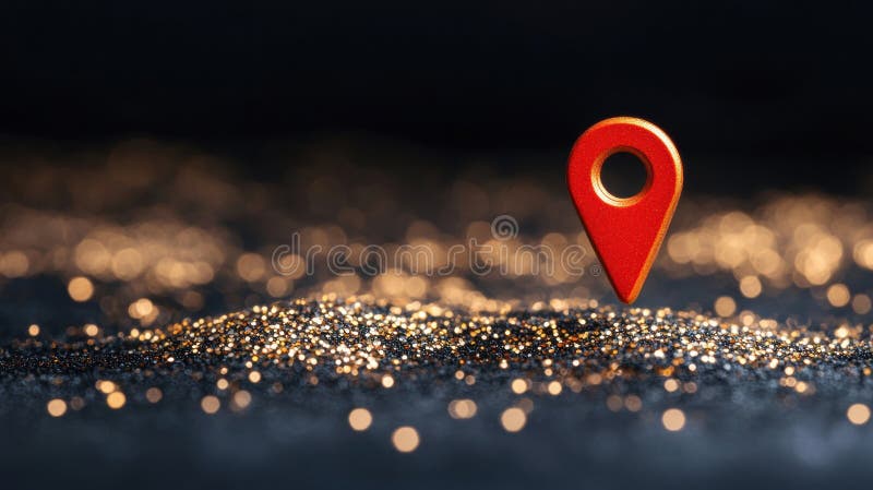 A Red Location Pin on a Black Background. Stock Image - Image of stark ...