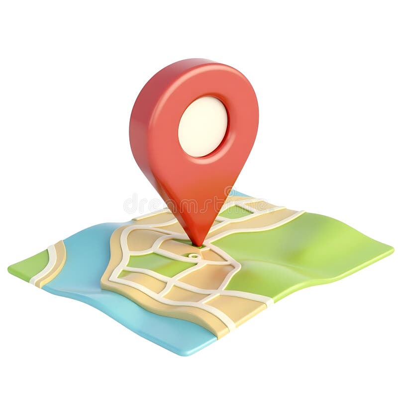 Red Location Pin on a Cartoon City Map Illustration Stock Illustration ...