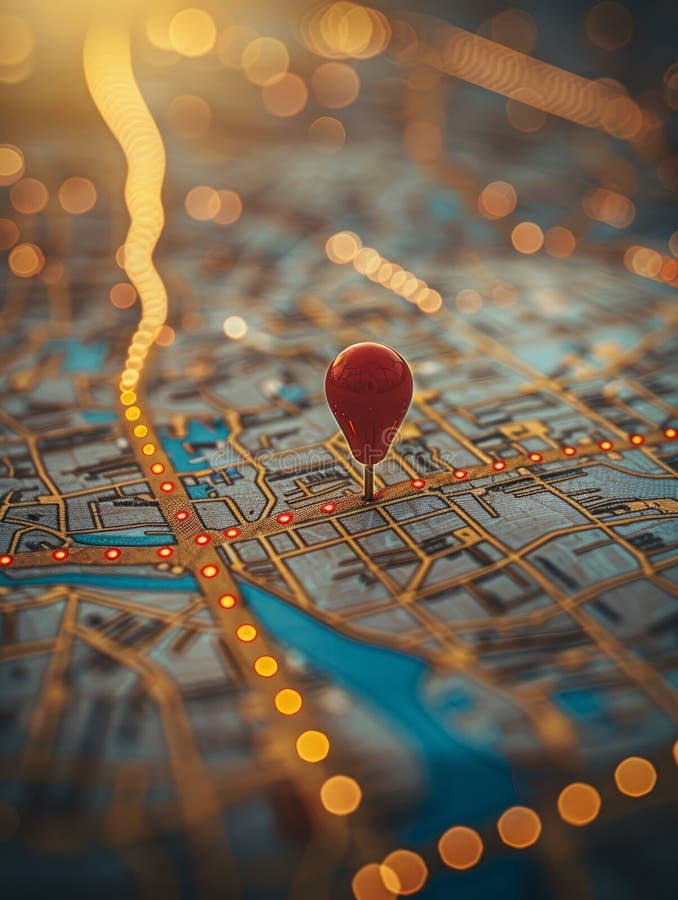 Red Location Pin on a Detailed City Map Stock Image - Image of ...