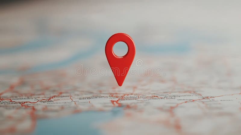 Red Location Pin on a Detailed Map Stock Illustration - Illustration of ...