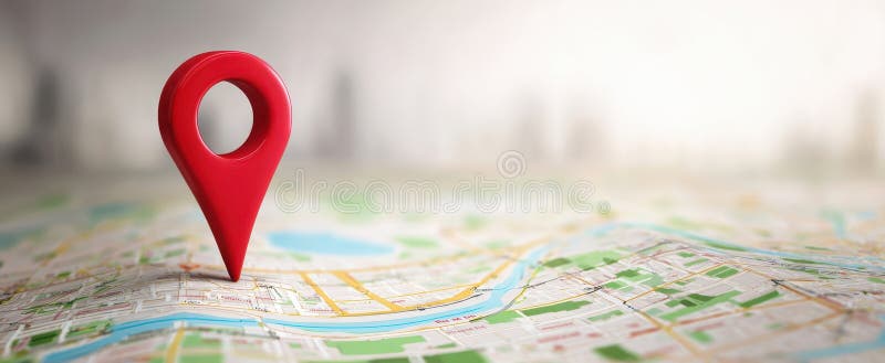 The Red Location Pin Highlighting a Specific Spot on a Detailed Map. AI ...