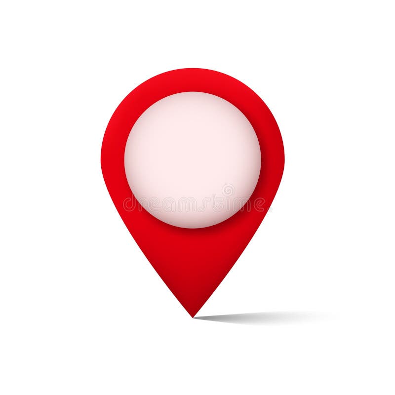 Red Location Pin Icon with Shadow for Maps and Navigation on a White ...
