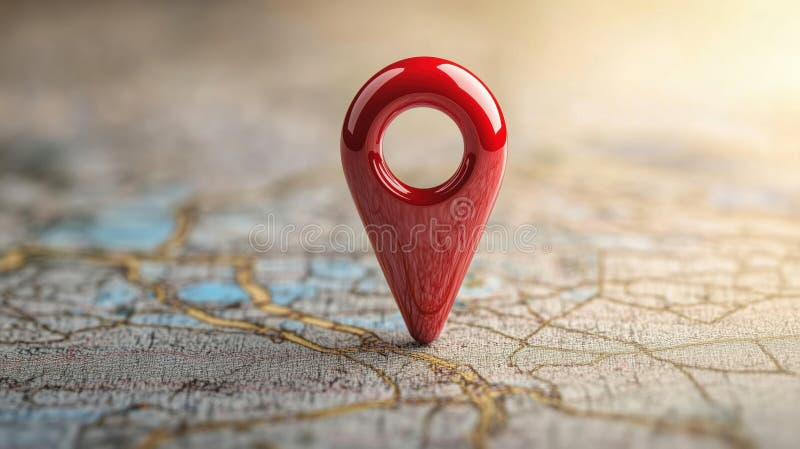 Red Location Pin on Map, Symbolizing Navigation and Geolocation Stock ...