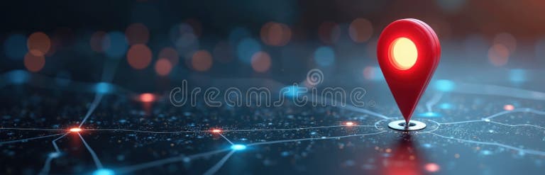 Red Location Pin Marks Position on Digital Map Interface. Navigation ...