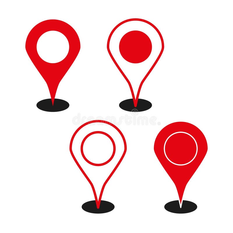 Red Location Pin. Navigation Pointer Set. Simple Map Markers. Vector ...