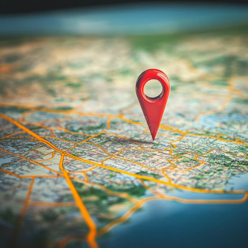Red Location Pin Pointing on a Map, Representing Travel, Navigation ...