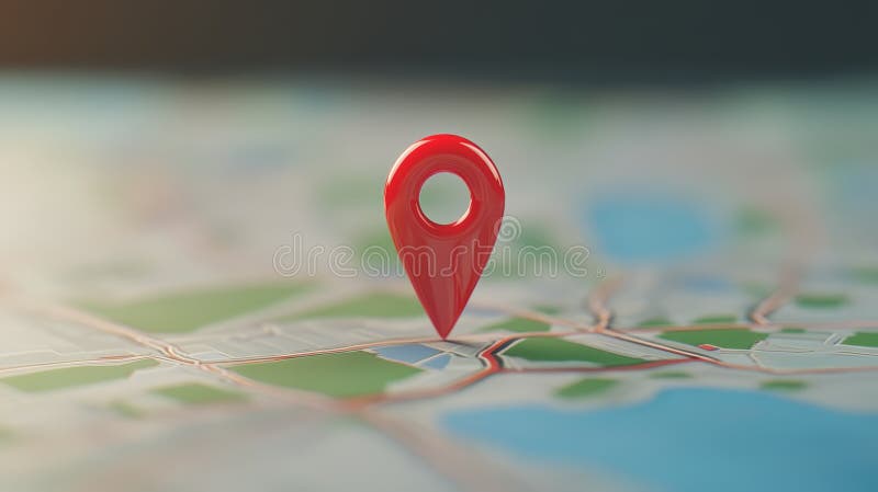Red Location Pin Pointing a Place on Map for Navigation Stock ...