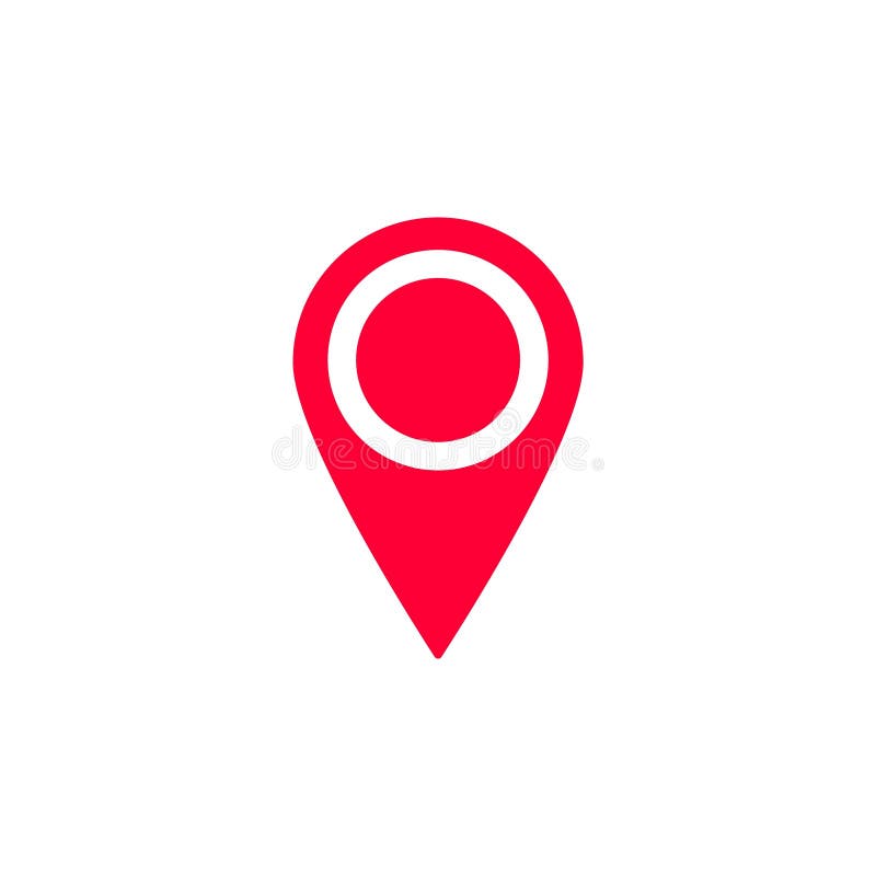 Red Location Pin Symbol with Central Dot on White Visualizing Map ...