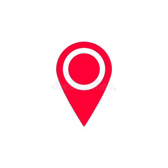 Red Location Pin Symbol with Central Dot on White Visualizing Map ...