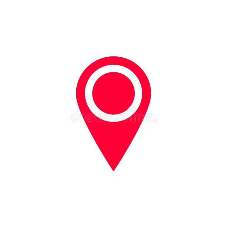 Red Location Pin Symbol with Central Dot on White Visualizing Map ...