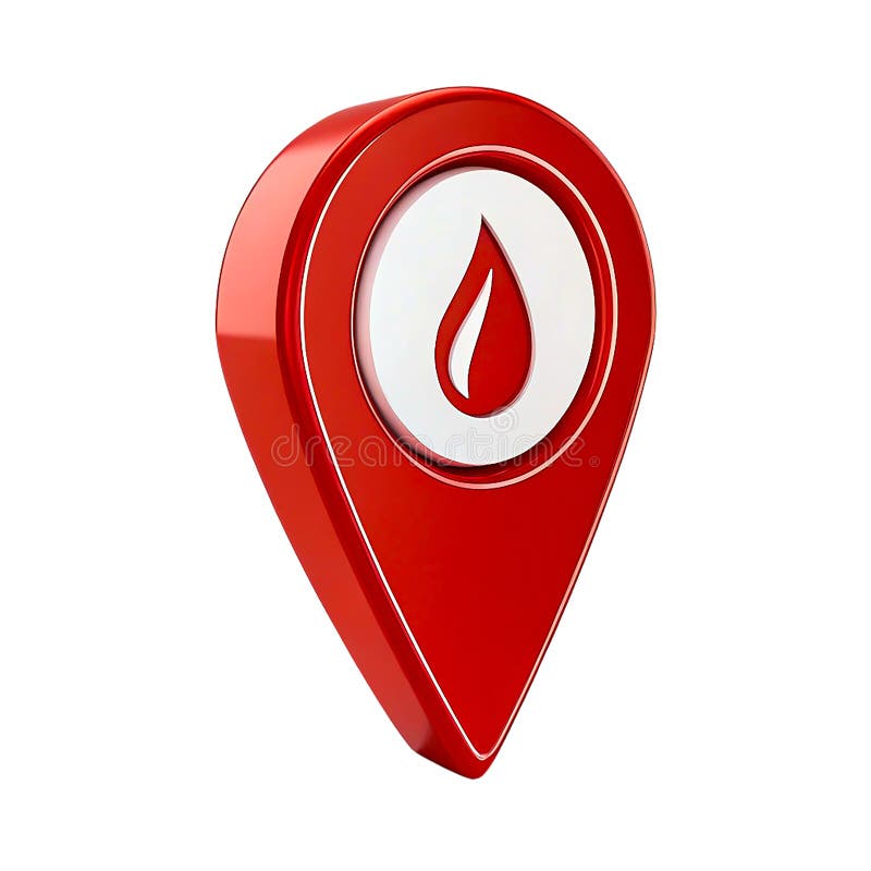 Red Location Pin with White Drop Symbol Isolated on White Background in ...