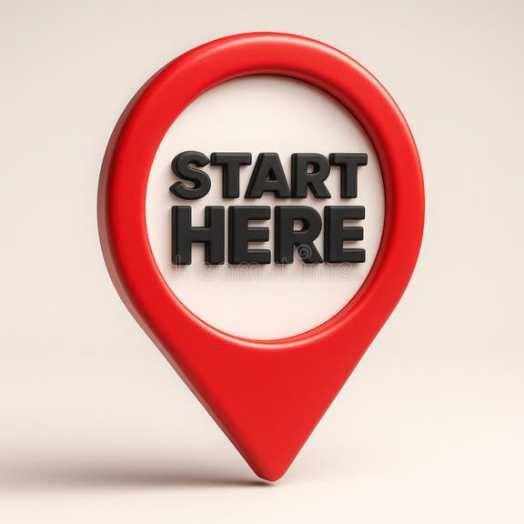 Red Location Pointer with Click Here Button Text Guiding Navigation and ...