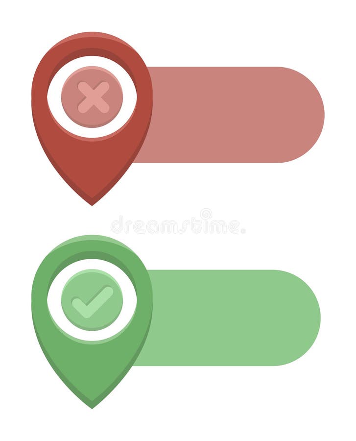 Red Location Pointer. Green Check Mark. Map Pin Vector. Navigation ...