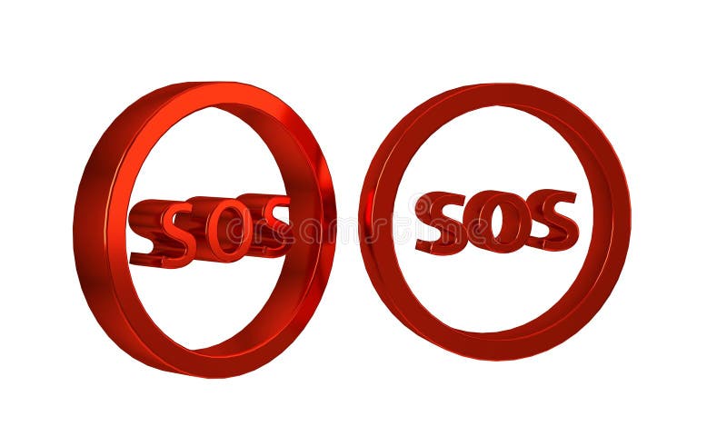 Red Location with SOS Icon Isolated on Transparent Background. SOS Call ...