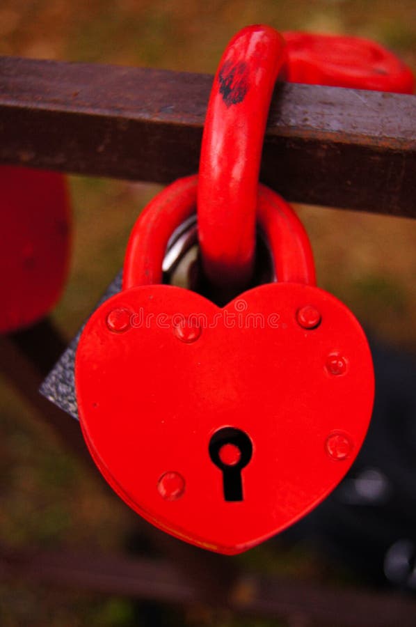 Red lock as heart stock image. Image of lock, street - 86093211