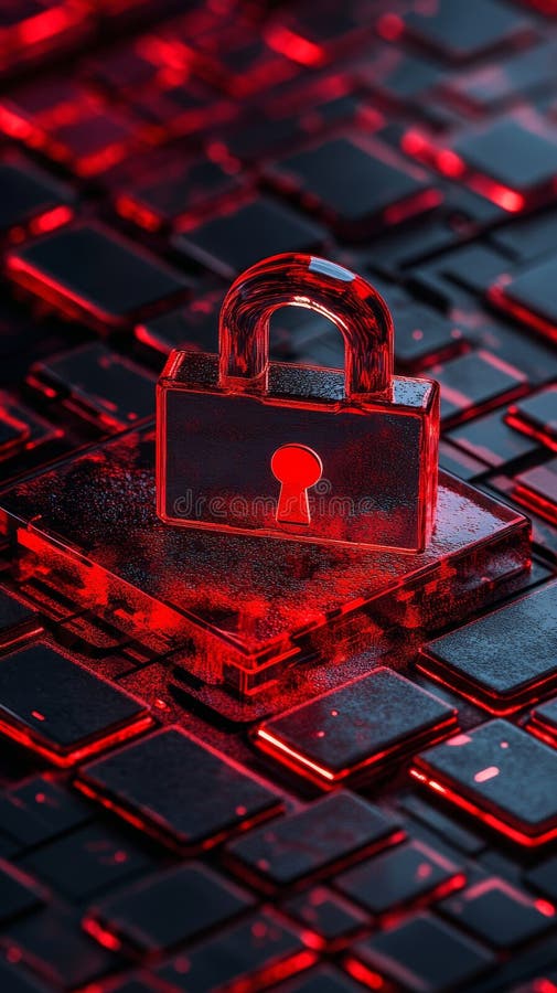 Red Lock on Dark Keyboard Surface Symbolizing Cybersecurity Concept ...