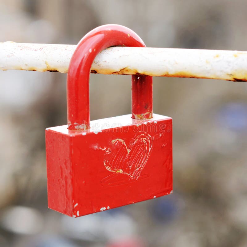 Red Lock with Hand Drawn Heart Symbol Stock Photo - Image of unity ...